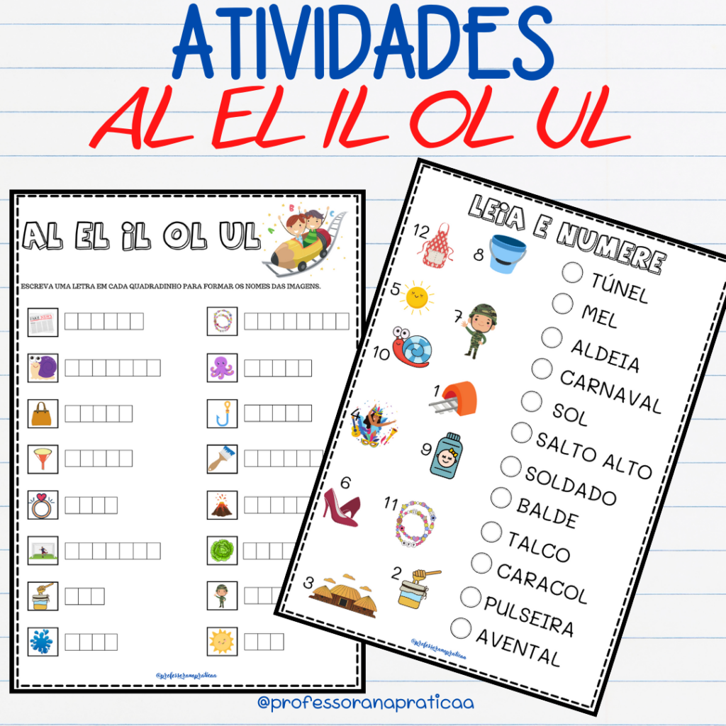 Atividades AL EL IL OL UL - Patrícia da Silva - Professora na pratica