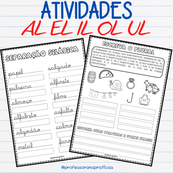 Atividades AL EL IL OL UL - Patrícia da Silva - Professora na pratica